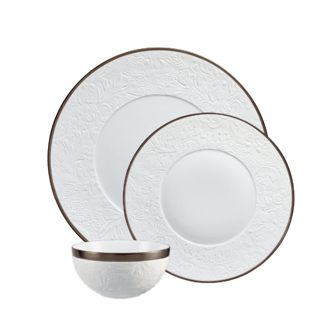 Dinnerware Set of 12 Pieces - Italian Renaissance Filet Platine Mat ...