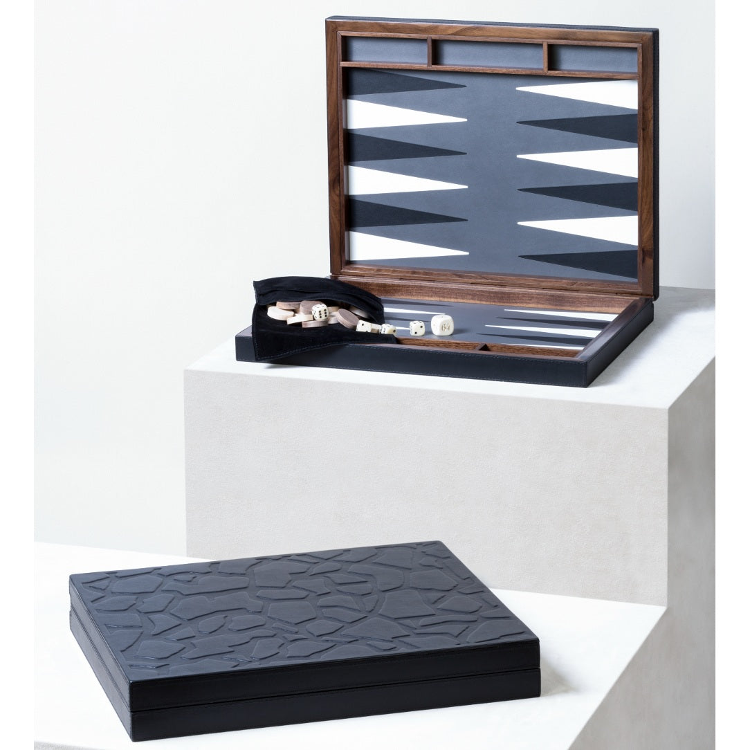 Safari Backgammon Case in Black Nappa Leather by Giobagnara | Luxury ...